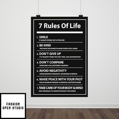 7 Rules Of Life Poster, Motivational Wall Art, Inspirational Quotes ...